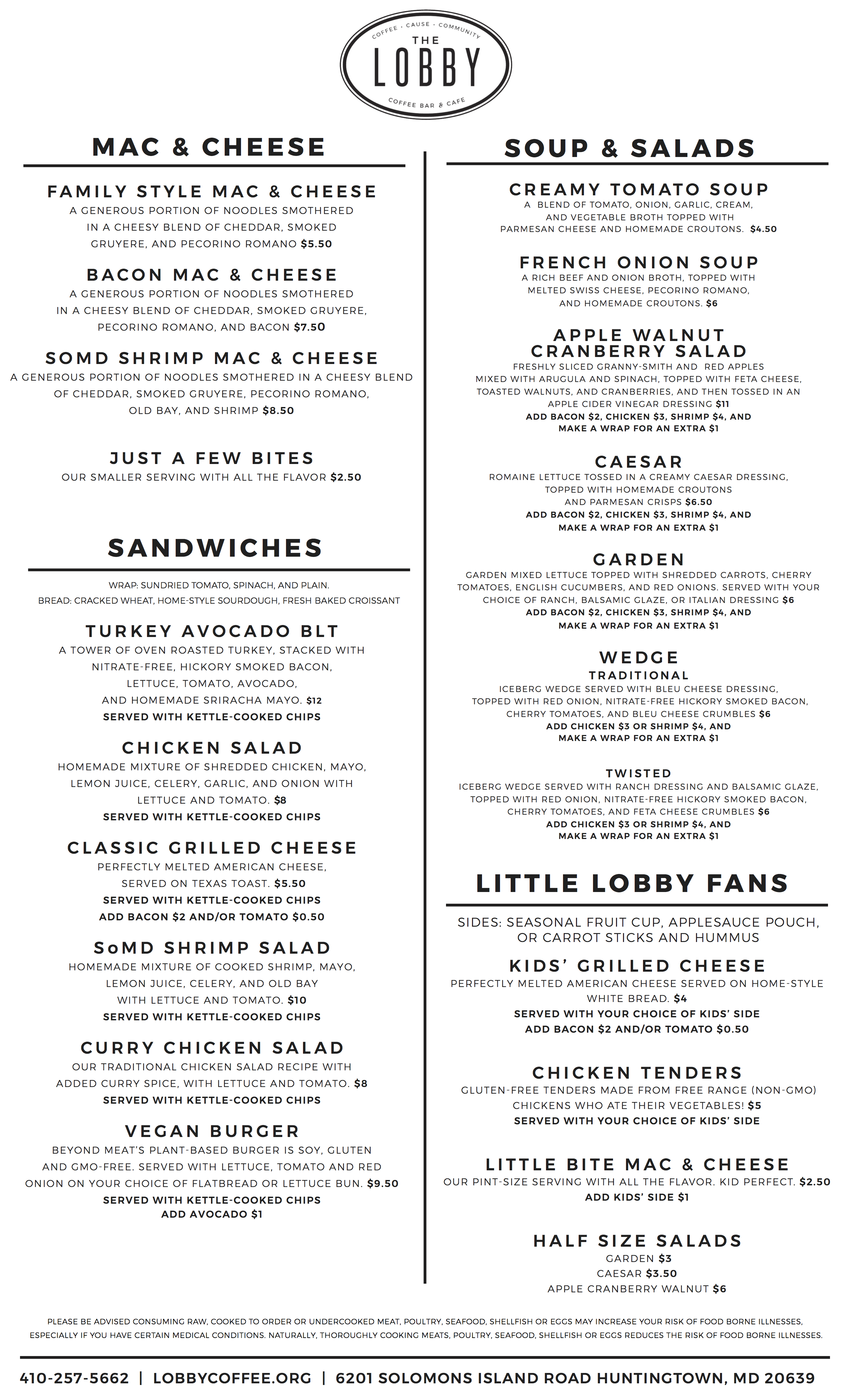 LOBBY MENU 2 22 19 The Lobby Coffee Bar